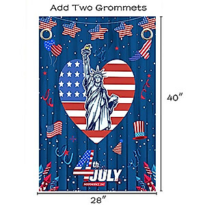 Happy 4th of July House Flags,Double Sided Independence Day Garden Flag Yard Decorations Memorial Patriotic Star Statue of Liberty House Flag 28 x 40 Inch Holiday USA Flags with 2 Grommets