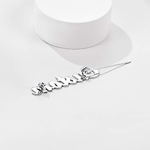 Custom4U Name Brooch Pin Personalized Stainless Steel Customized Name Tag Jewelry for Women