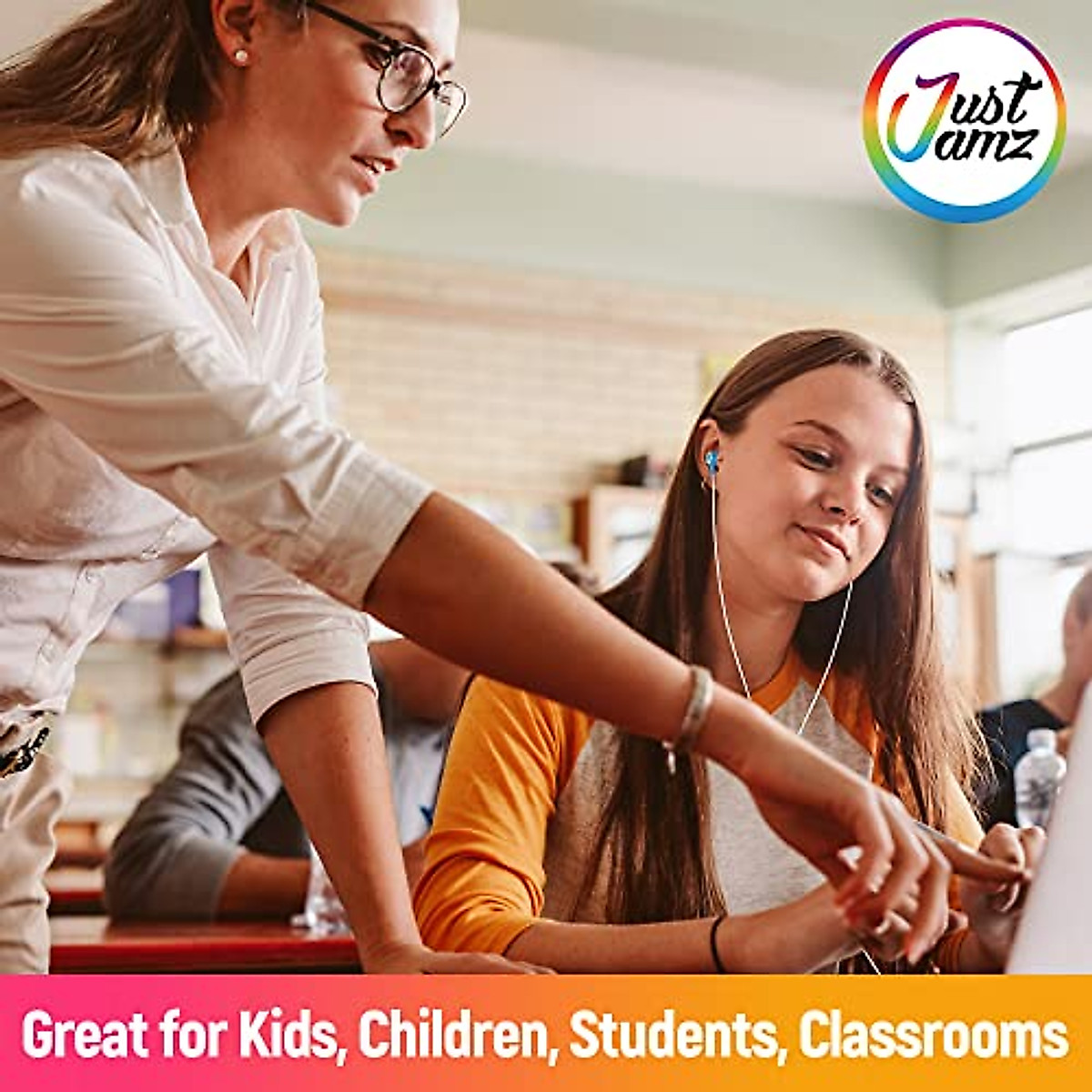 JustJamz Earbuds for School - Wired Earbuds for Kids - Wired Earphones - Noise Cancelling Earbuds for Kids - Wired Ear Buds - Earbuds for Kids for School - Pack of 100 Marble - Ear Buds Wired