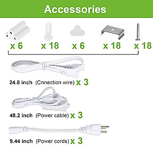 hykolity 6 Pack 8FT LED Shop Light Fixture, 80W Integrated LED Tube Light, 10000LM, 5000K Daylight, Linkable Shop Lights, 8 Foot T8 LED Tube Light for Garage,Warehouse, Workshop, Plug and Play, ETL
