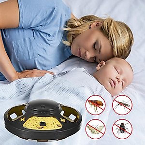 2024 New Flea Traps for Inside Your Home with Light and 10 Flea Trap Refill Discs, UV Flea Light Trap with 4 LED Light Modes Flea Killer Traps for Dogs Cats Attractant Catcher for Home(2 Pack)