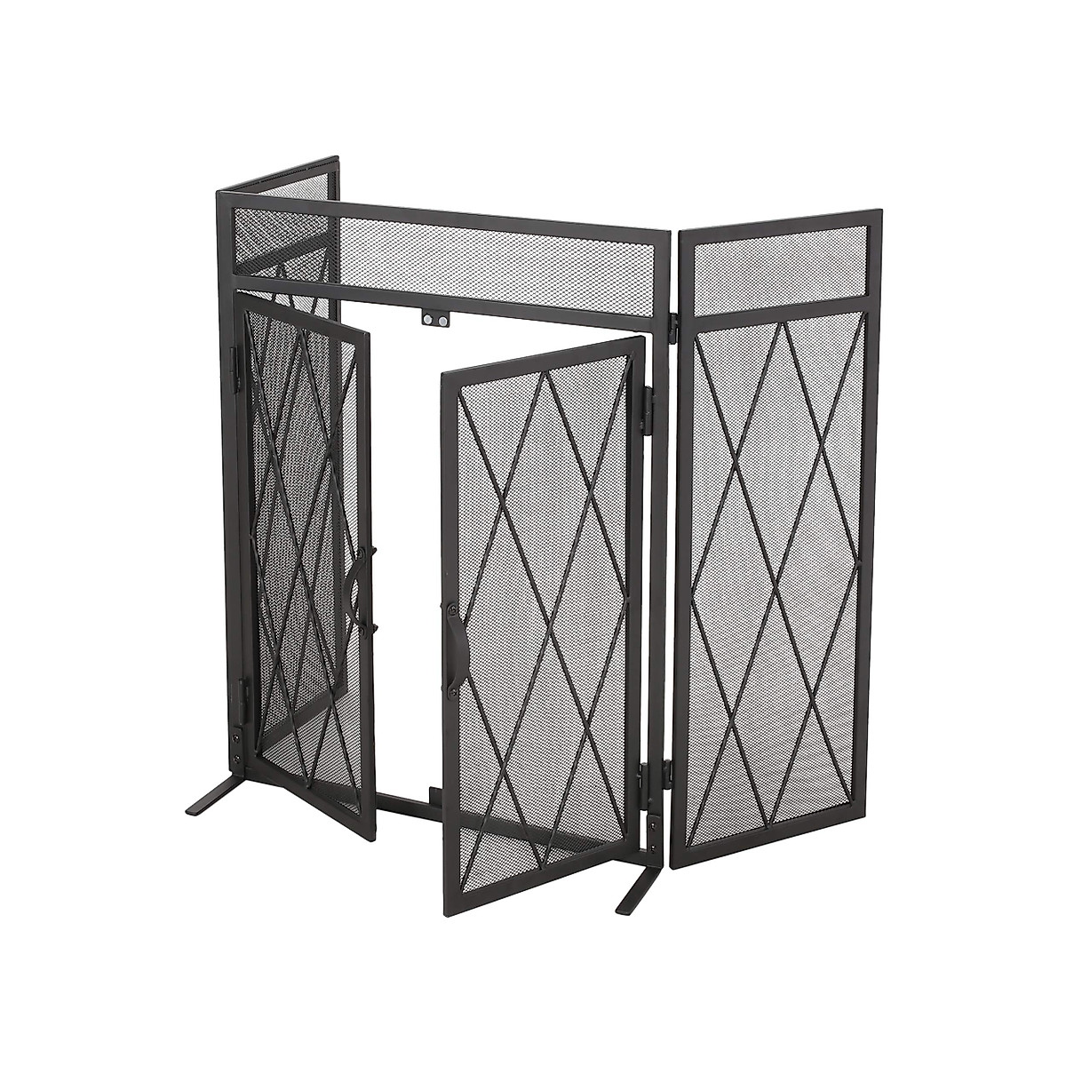 Christopher Knight Home Laurel Iron Folding Fireplace Screen, Matte Black
