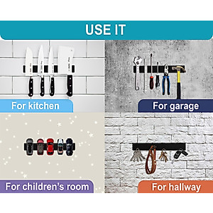 10 Inch Black Knife Magnetic Strip Use as Magnetic Knife Holder for Wall - Wall Magnetic Knife Strip - Kitchen Magnetic Knife Bar - Rack Holder