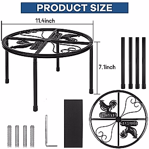 Metal Stand for Chicken Feeder Waterer, 2PCS Iron Stand Holder with Anti-Slip Strips for Buckets Barrels, Chicken Metal Stand for Feeder Waterer Port Indoor Outdoor Coop Poultry(Round)