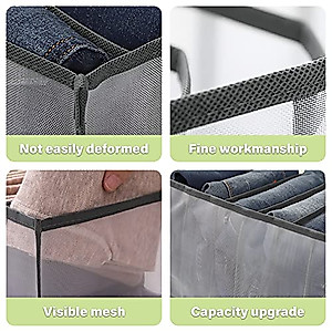 Unigee Wardrobe Clothes Organizer Storage for Clothes Mesh Nylon Drawers Organizer Washable Clothes Drawer Organizer Foldable Closet Organizer Visible Grid Storage Box for T-shirts Cardigans Skirts