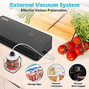 Vacuum Sealer Machine Preservation AILNJUC - Automatic Food Sealer Vacuum Sealer Built-in Cutter,with Air Sealing System & Bag Storage,Compact Design,Dry & Moist Food Modes,Led Indicator Lights