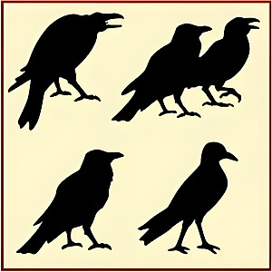 Crow Flock 2 Stencil - 4 Images Primitive Bird Stencil Raven Template Reusable Laser Cut Mylar Template for Painting Home Decor DIY Crafts - The Artful Stencil