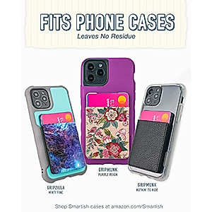 Smartish Stick-on Phone Wallet - Sidecar Slim Expandable Credit Card Pocket - Universal Fit- iPhone and Android - Black Tie Affair