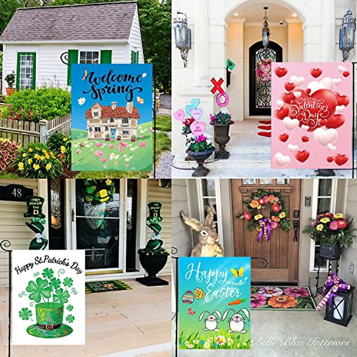 Seasonal Garden Flags Set of 12 Double Sided 12 x 18 Inch Yard Flag,small garden flags for outside, Christmas Spring Seasonal Flag for Outdoor Holiday Decorations