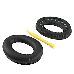 Geekria QuickFit Protein Leather Replacement Ear Pads for Bose QuietComfort 15, QC15, QC2 Headphones Earpads, Headset Ear Cushion Repair Parts (Black)