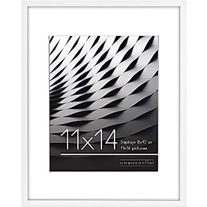 Americanflat 11x14 Picture Frame with Shatter-Resistant Glass - Use as 8x10 Frame with Mat or 11x14 Frame Without Mat - Streamline Collection - Thin Photo Frame for Wall Display - White