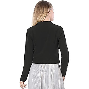 Allegra K Women Collarless Work Office Business Casual Cropped Blazer Small Black