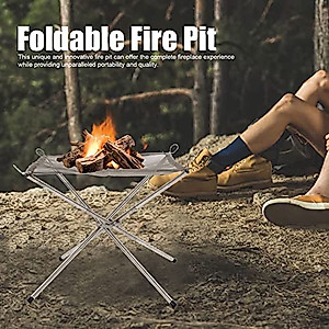 iFCOW Foldable Camping Fire Pit, Portable Folding Firepit Camping Fire Pit with Storage Case for Camping Backyard Garden