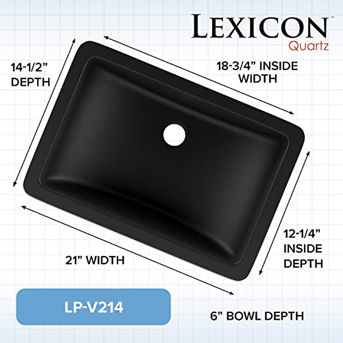 Lexicon Quartz Composite Rectangle Vanity Sink - Black