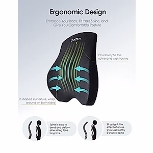 DAINTIER Back Cushion,Lumbar Support Cushion Pillow,100% Memory Foam Car Cushion, Office Chair Cushion for Back Pain Relief, Ideal Back Support for Car Seat, Gaming Chair，Wheelchair…