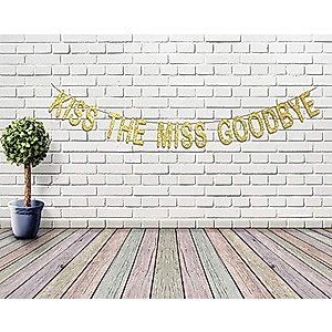 Gold Glittery Banner Personalized Wedding Engagement Hashtag Kiss The Miss Goodbye Bride Shower Sign Bride To Be Banners Bridal Shower Photo Prop Party Decoration Supplies
