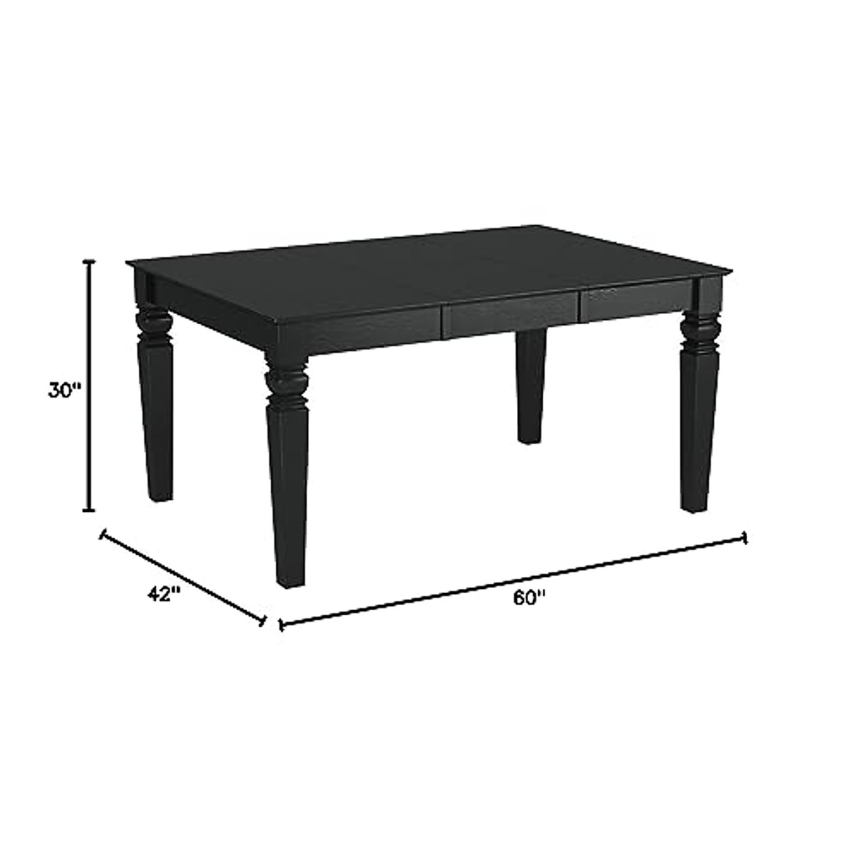 East West Furniture Kitchen Wet-BLK-T Dining Room Table Rectangular Tabletop and 60 x 42 x 30-Black Finish