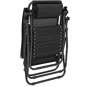 Bee Zero Gravity Chairs Patio Chairs Lawn Chairs Patio Set of 2 with Pillow and Cup Holder Patio Furniture Outdoor Adjustable Dining Reclining Folding Chairs for Deck Patio Beach Yard… (Black)