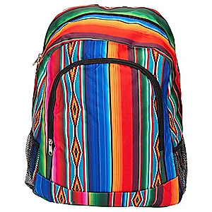 Serape Patterned 14 x 17 Inch Large Microfiber Zipper Padded Backpack