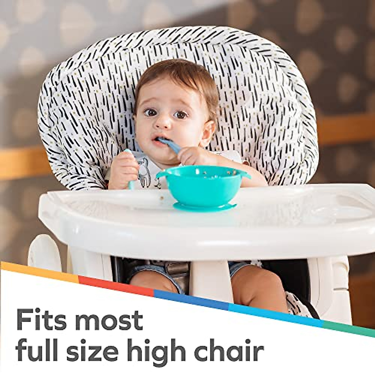 Nuby High Chair Cover Protecting from Spills and Crumbs, Water Resistant, Brush Strokes Print