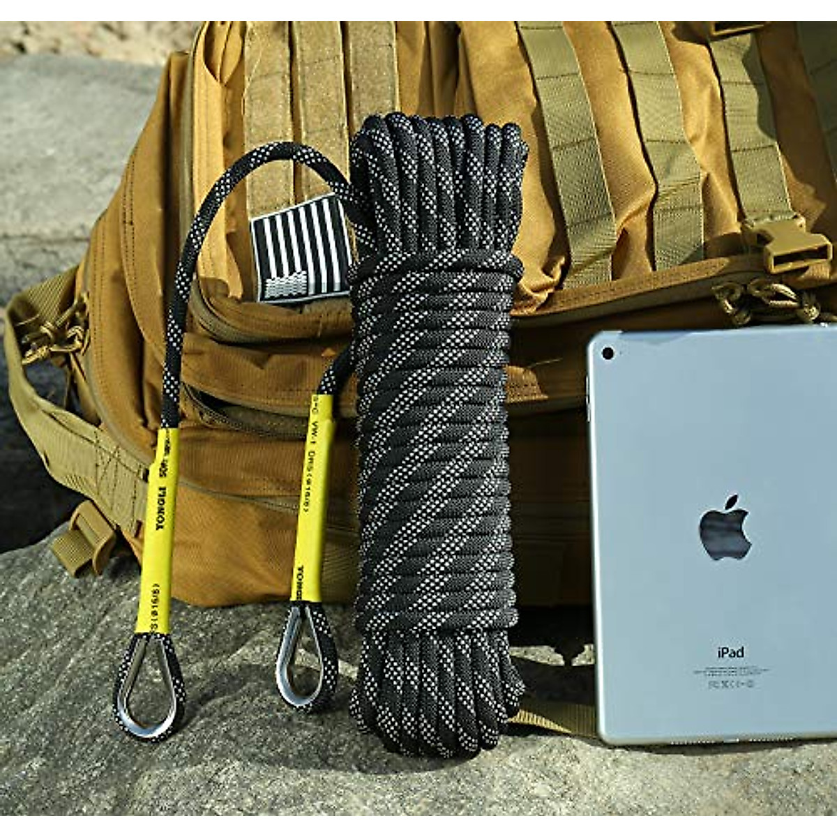 WEREWOLVES Climbing Rope, 32ft/65ft/98ft/165ft/230ft High Strength Outdoor Safety Static Rock Climbing Rope, Escape Rope, Rappelling Rope, Fire Rescue Parachute Rope (Blcak 8mm, 32FT(10M))