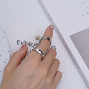 Personalized Double Hinged Loop Activity Rings for Women Men Punk Gothic Statement Knuckle Joint Flexible Bending Stackable Middle Tial Finger Rings Fashion Minimalist Jewelry BFF Birthday Gifts