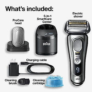 Braun Series 9 Pro 9487cc Electric Razor for Men, Wet & Dry, Electric Razor, Rechargeable, Electric Shaver with Clean & Charge Station and ProCare Attachment