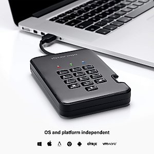 iStorage diskAshur PRO2 SSD 512GB Secure portable solid-state drive - FIPS Level 2 certified - Password protected, dust & water resistant, military grade hardware encryption IS-DAP2-256-SSD-512-C-G