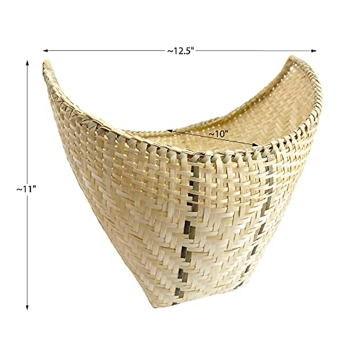 PANWA Thai Bamboo Satin Weave Sticky Rice Cooking Basket with 24’’ Round Reusable Cheesecloth and Wicker Lid and 2 Sticky Rice Paddle Wooden Spoons