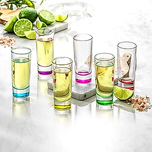 JoyJolt Hue Colored Shot glass Set, 6 Piece Shot Glasses - 2-Ounces.