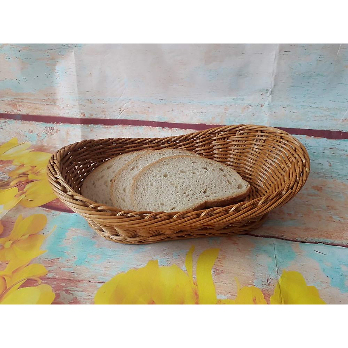 Wicker Bread Basket, Tabletop Woven storage basket, Food Fruit Vegetables Serving, Restaurant Serving Basket (11x7.5x3.9 lnch) (2pcs)
