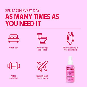 Love Wellness Intimate Skin Support I UTI Prevention and Cleanser Spray I Odor Removal & Itch Relief, Hypochlorous Acid Formula, pH-Balanced & Fragrance-Free, 4 fl oz