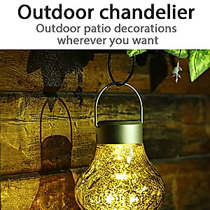 Solar Light Outdoor Home Garden Waterproof Hanging Light Garden Balcony Decoration Creative Fashion Glass Chandelier