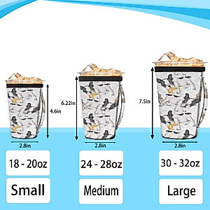 French Bulldog Iced Coffee Sleeve with Handle, Paris Eiffel Tower Reusable Neoprene Insulated Sleeves Cup Cover Holder for Cold Drinks Beverages 30oz - 32oz