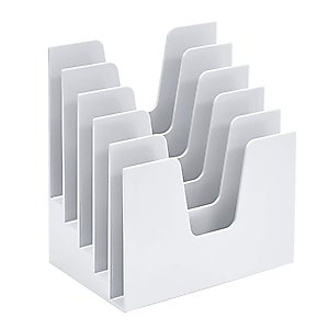 Acrimet 5 Section Incline File Sorter Organizer, Mail, Folder, Letter Desk Organizer, Rack for Office Organization Desktop (Plastic) (White Color)