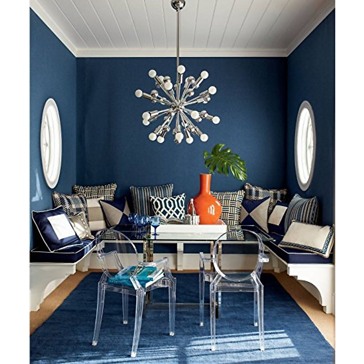 2xhome - Set of 4 Modern Designer Louis Ghost Armchairs with Polycarbonate Crystal Clear Transparent Plastic Dining Chairs