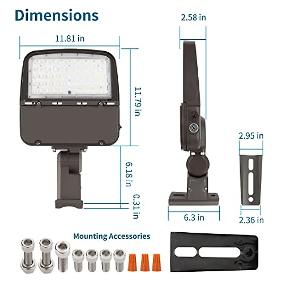 Xbuyee 150W LED Parking Lot Light with Dusk to Dawn Photocell, Dimmable Commercial Outdoor Shoebox Lights with Arm Mount, 130LM/W 5000K 100-277V IP65, Power Selectable (75W/100W/150W) ETL