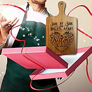 FOUR ORANGUTANS Side By Side Or Miles Apart Sister Funny Engraved Cutting Board, Funny Farmhouse Kitchen Gift, Birthday Gift for Women, Sister,Christmas Gifts