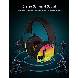 SENZER SG500 Surround Sound Pro Gaming Headset with Noise Cancelling Microphone - Soft Memory Foam Padding - Portable Foldable Headphones for PC, PS4, PS5, Xbox One, Switch - Gradient