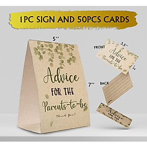 Advice for the Parents-to-Be Sign, Baby Shower Advice Game Kit (1 Standing Sign + 50 Advice Cards), Baby Showers Decorations-NPZAD13