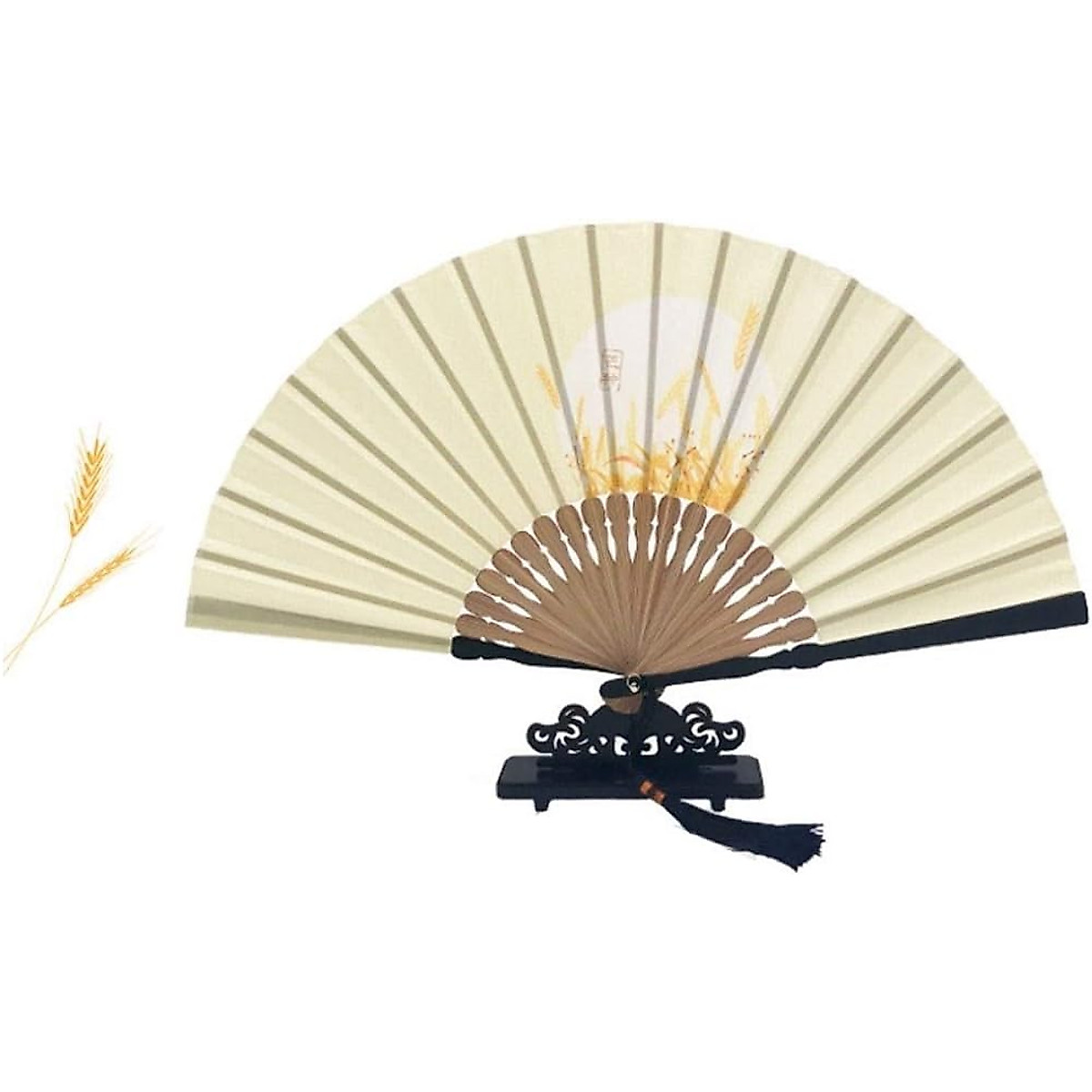 Hand Fan Folding Fan,Hand-held Fan,Folding Fan Female Classical Bamboo Bone Folding Fan Ancient Wind Tassel Small Fan Women Fans Hand Paper Folding Props Vintage style