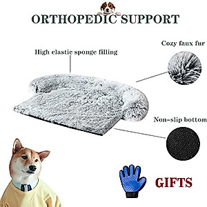 Tinaco Luxurious Calming Dogs/Cats Bed Mats, Washable Removable Couch Cover, Plush Long Fur Mat for Pets, Waterproof Lining, Perfect for Small, Medium and Large Dogs and Cats (Gradient Gray, XL)