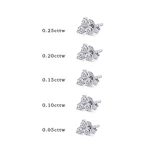 Half Pair 14k White Gold Natural Round Cut Diamond 3 Stone Triangle Cluster Single Stud Earrings Jewelry For Womens (0.25 Cttw)