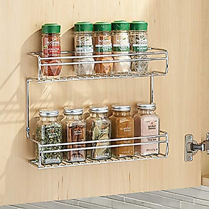 InterDesign Classico 2-Shelf Wall Mount Spice Organizer Rack for Kitchen Storage - Chrome