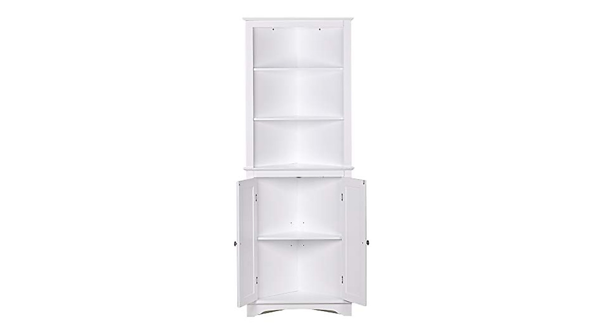 Spirich Tall White Corner Storage Cabinet for Any Room