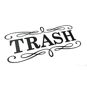 BERRYZILLA Trash Recycle Vinyl Decal Set 5.5" x 2.5" for Kitchen Cabinet Door Stainless Steel Trash Cans Elegant Script Handwriting Lettering Art Decor Sticker