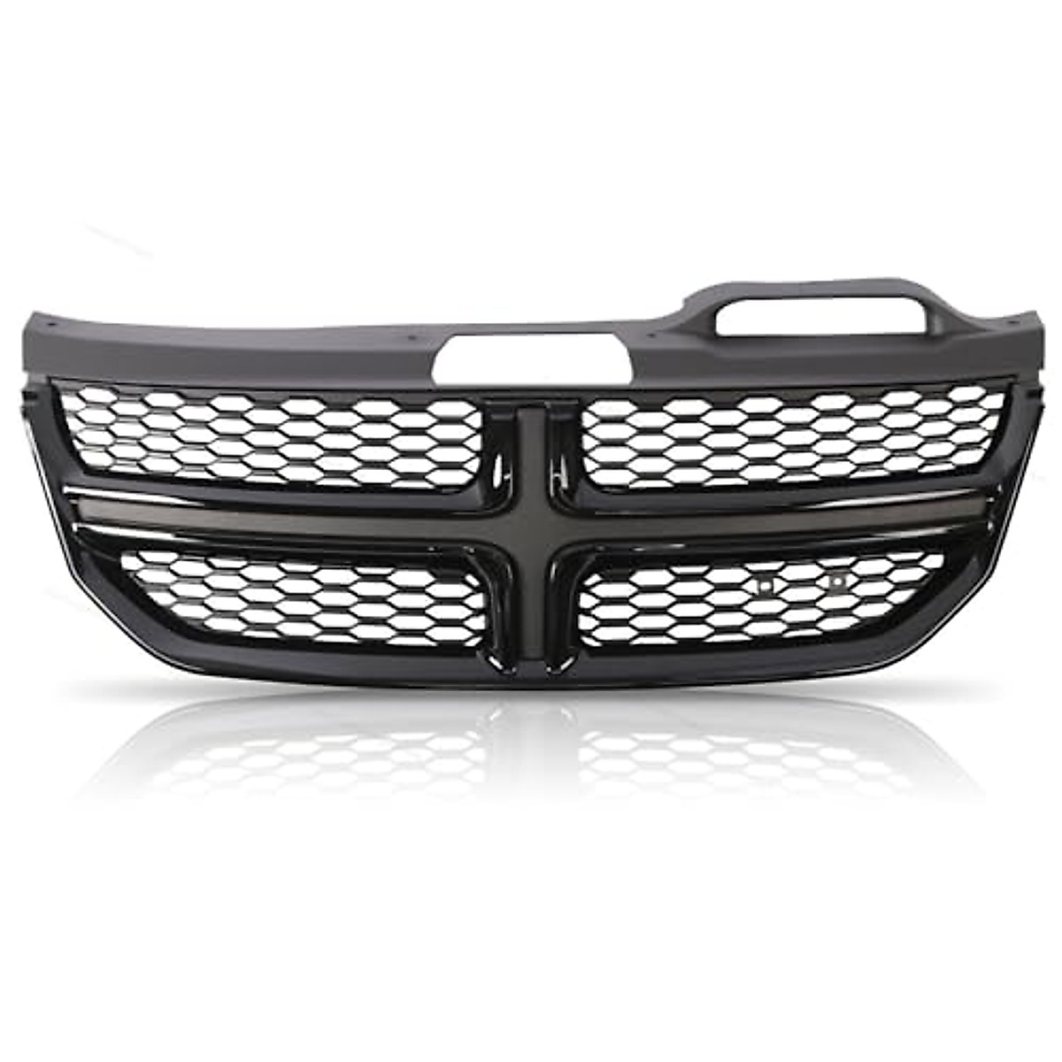 Front Grill Bumper Upper Grille Compatible with 2011-2020 Dodge Journey ABS Replace oe CH1200362, Gloss Black