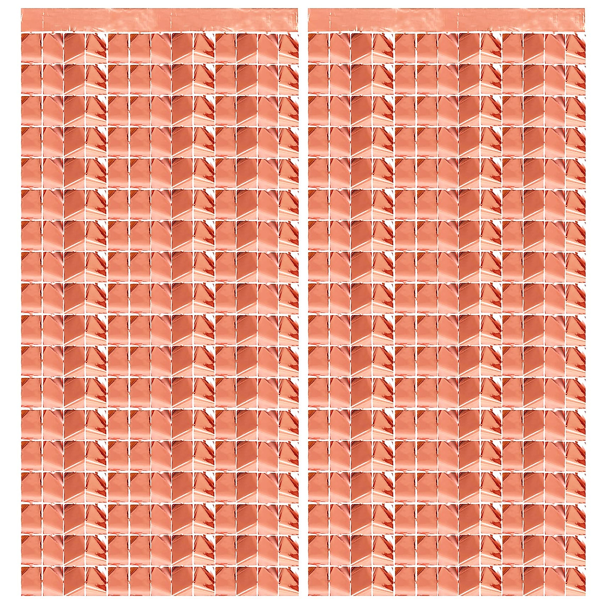 2 Packs 3.3x6.6 Feet Foil Fringe Curtains, UNIIDECO Metallic Rose Gold Birthday Square Sequin Tinsel Photobooth Photo Backdrop, Bridal Wedding Engagement Bachelorette Party Decorations Streamers