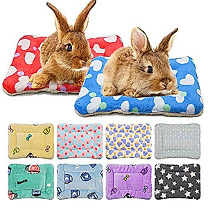 Rypet Small Animal Bed 2PCS - Rabbit Bed House Winter Warm Fleece Sleep Pad for Squirrel Hedgehog Bunny Chinchilla and Other Small Animals, Random Color