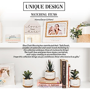 Pavilion Gift Company - Grateful - Artificial Plant with Stones, Mini Fake Aloe Plant, 1 Count (Pack of 1), 3.5” x 3.5” x 6.25” Overall in Size